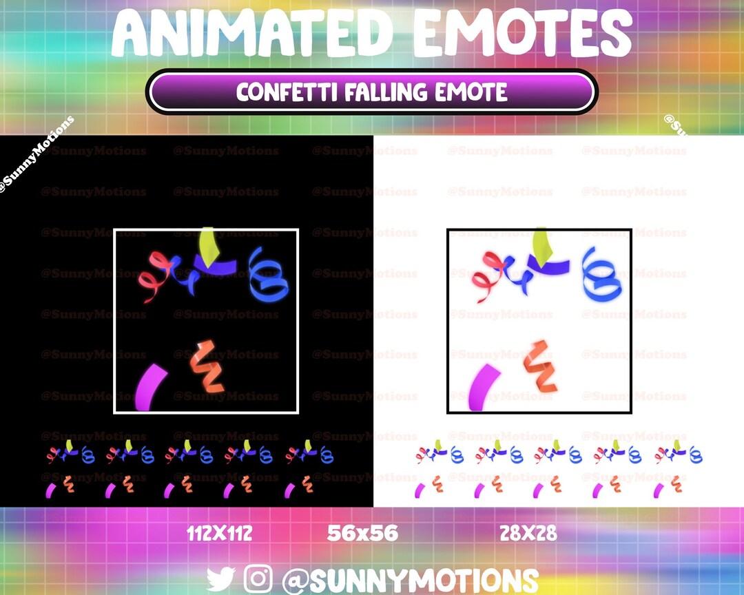 Hype Confetti Falling Animated Twitch Emotes, Kawaii Pastel Excited ...