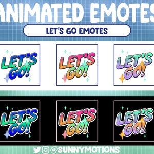 6x Let's Go Animated Twitch Emotes, Blue Green, Pink, Purple Orange ...