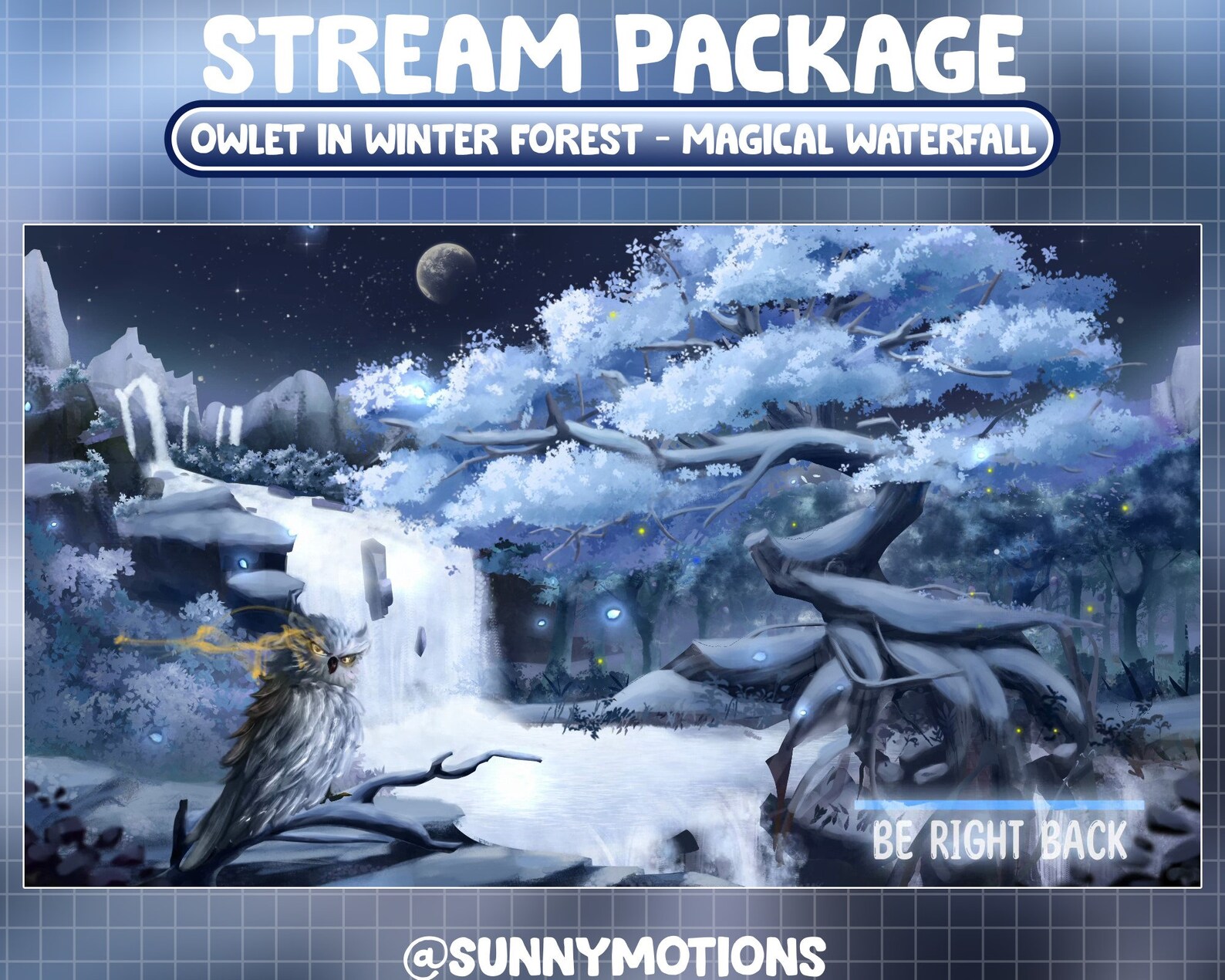 ANIMATED Twitch Stream Overlay Package / Magical Waterfall / Blue ...