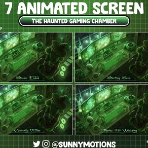 7 Animated Green Haunted Gaming Room Console Set up Twitch Screen ...
