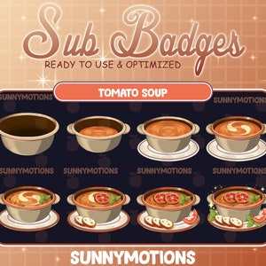 8x Kawaii Bow of Creamy Tomato Soup Twitch Sub Bit Badges / Cute Yummy ...