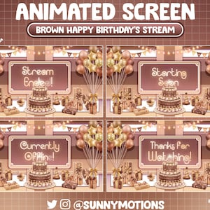 6 Animated Brown Orange Happy Birthday Room Twitch Screen Overlay ...