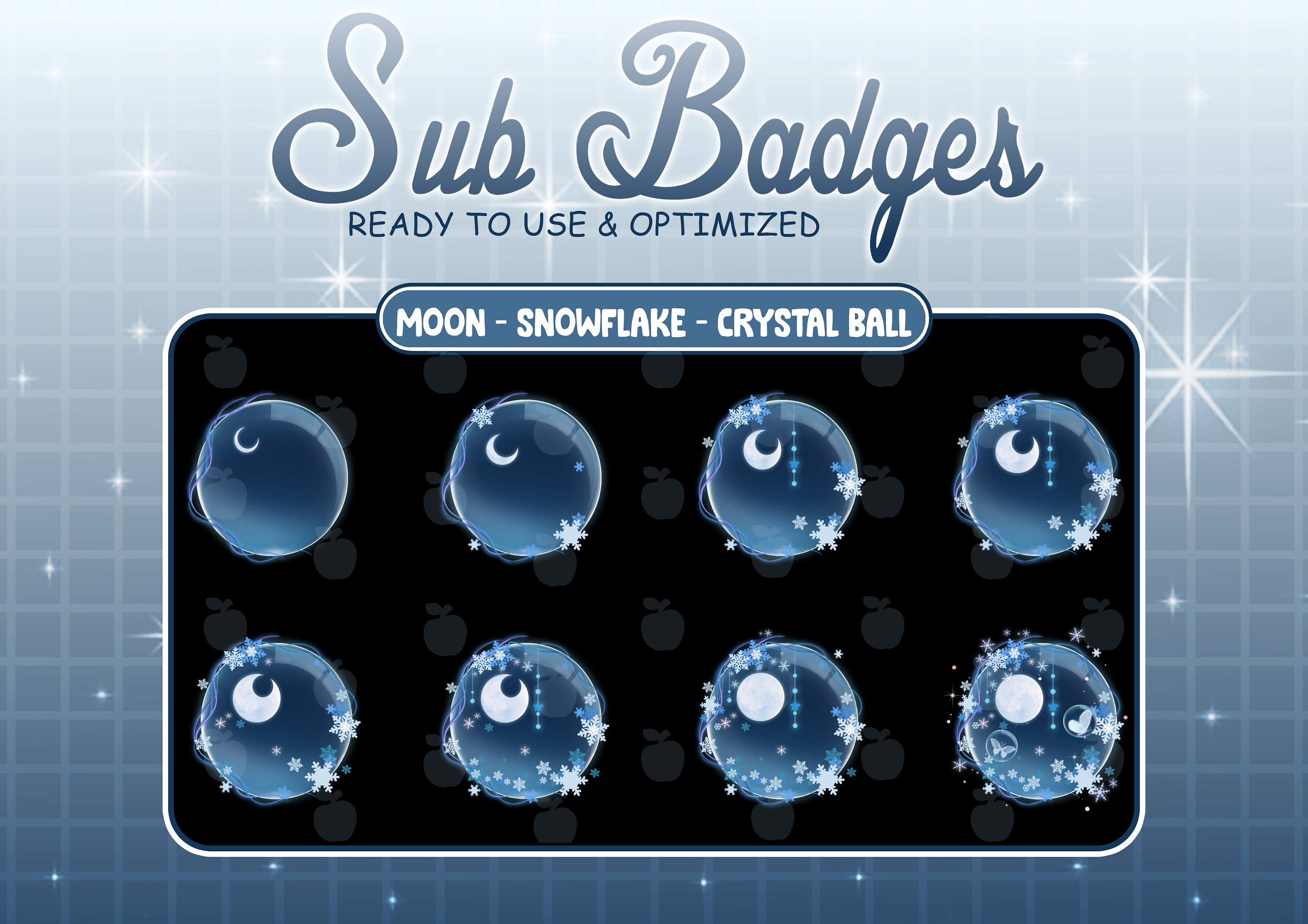 Light Blue Moon Magic Moon Bottle / Snowflakes Twitch Sub Bit - Etsy