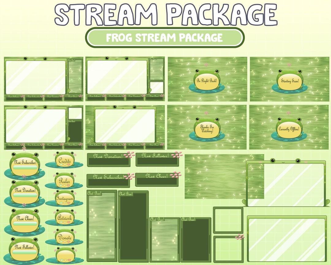FULL ANIMATED Love Cute Green Froggy in Lotus Lake Stream Package ...