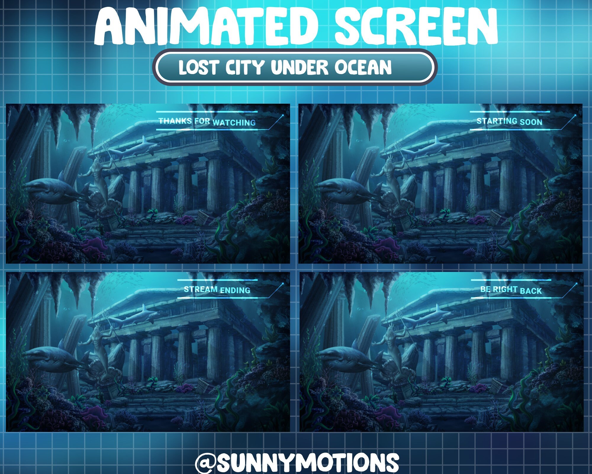 FULL ANIMATED Twitch Stream Package / Temple Under Ocean - Etsy