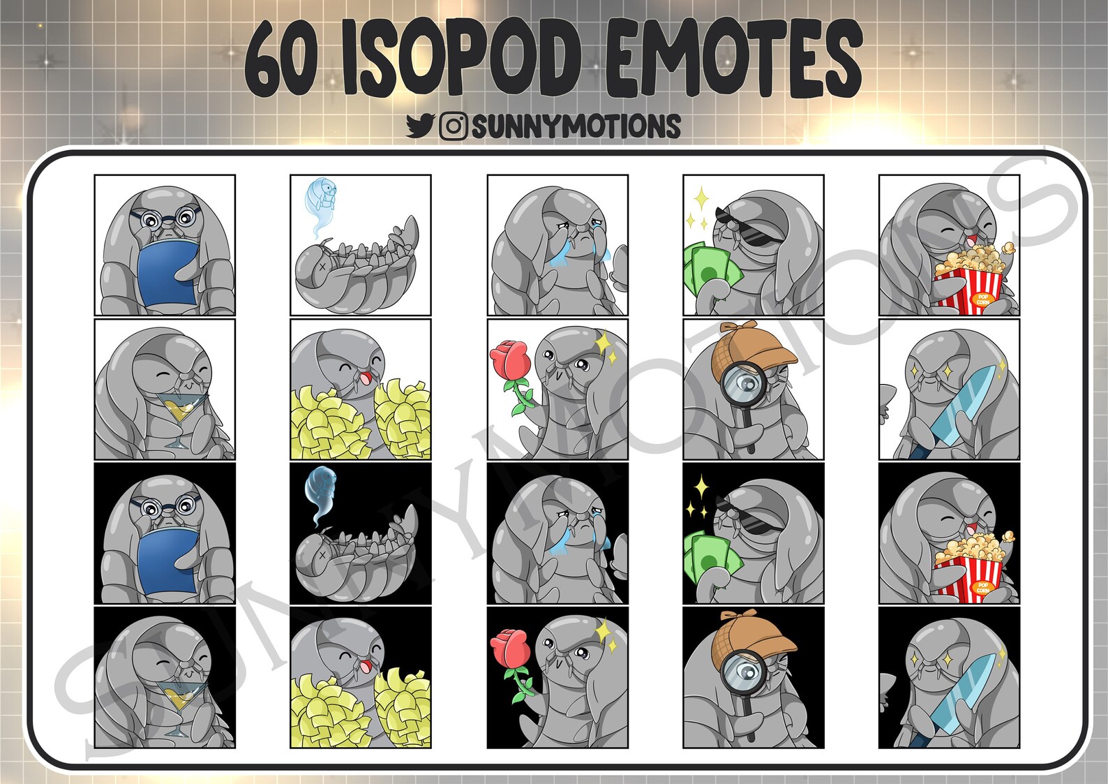60x Cute Chibi Isopod Twitch Emotes, Roly Poly Pug Emoji, Shrimp ...