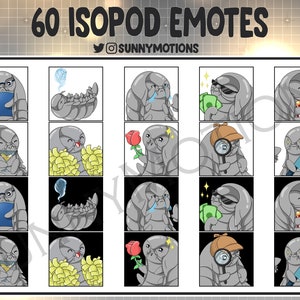 60x Cute Chibi Isopod Twitch Emotes, Roly Poly Pug Emoji, Shrimp ...