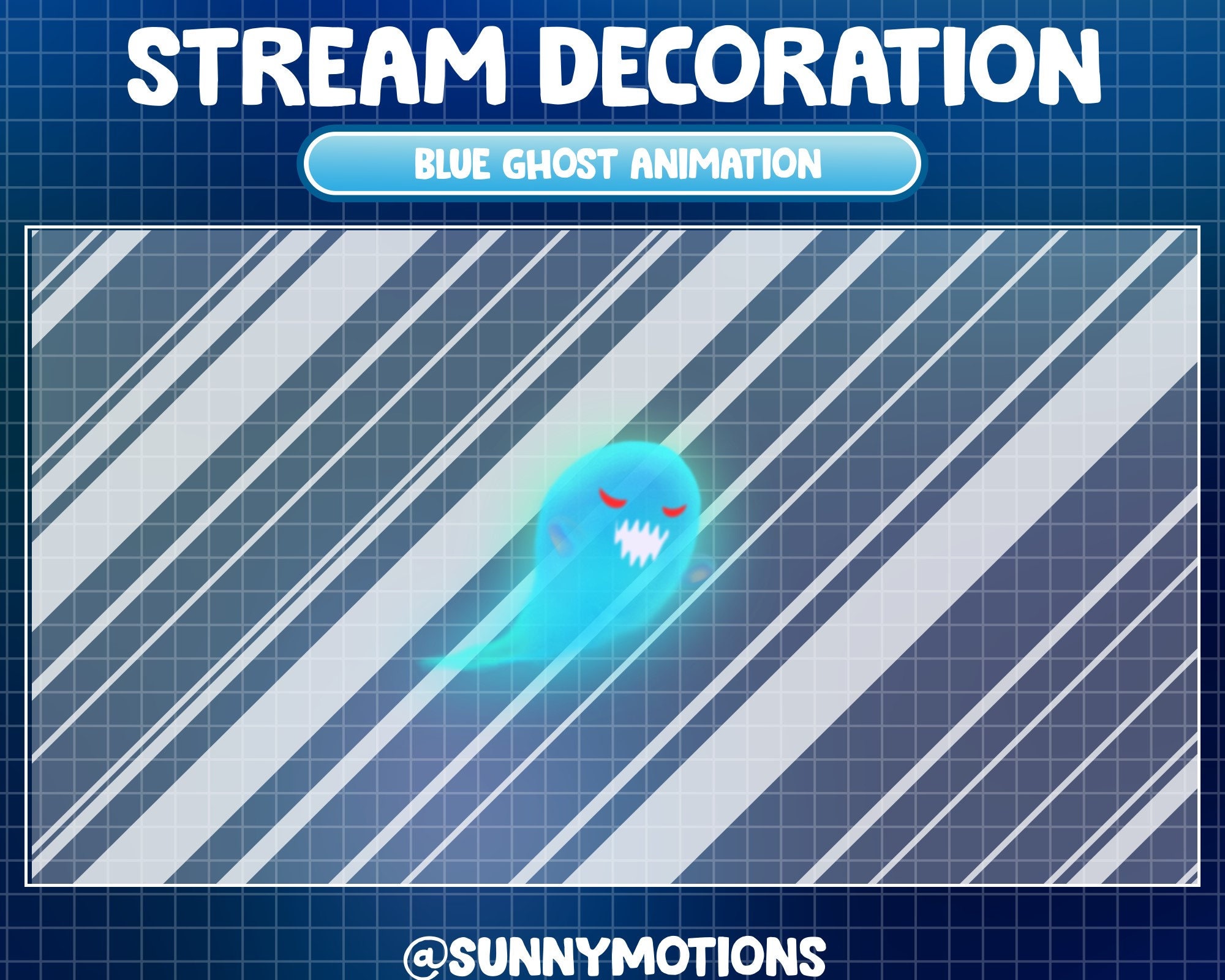 Animated Stream Decoration Boo Boo / Lofi Blue Scary Ghost / - Etsy