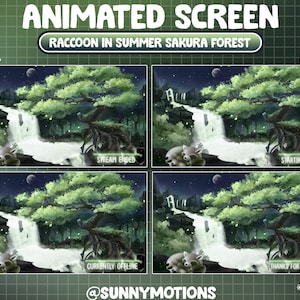 ANIMATED Twitch Stream Overlay Package: Sleeping Raccoon in Magical ...
