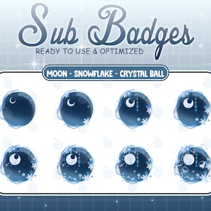 Light Blue Moon Magic Moon Bottle / Snowflakes Twitch Sub Bit Badges ...