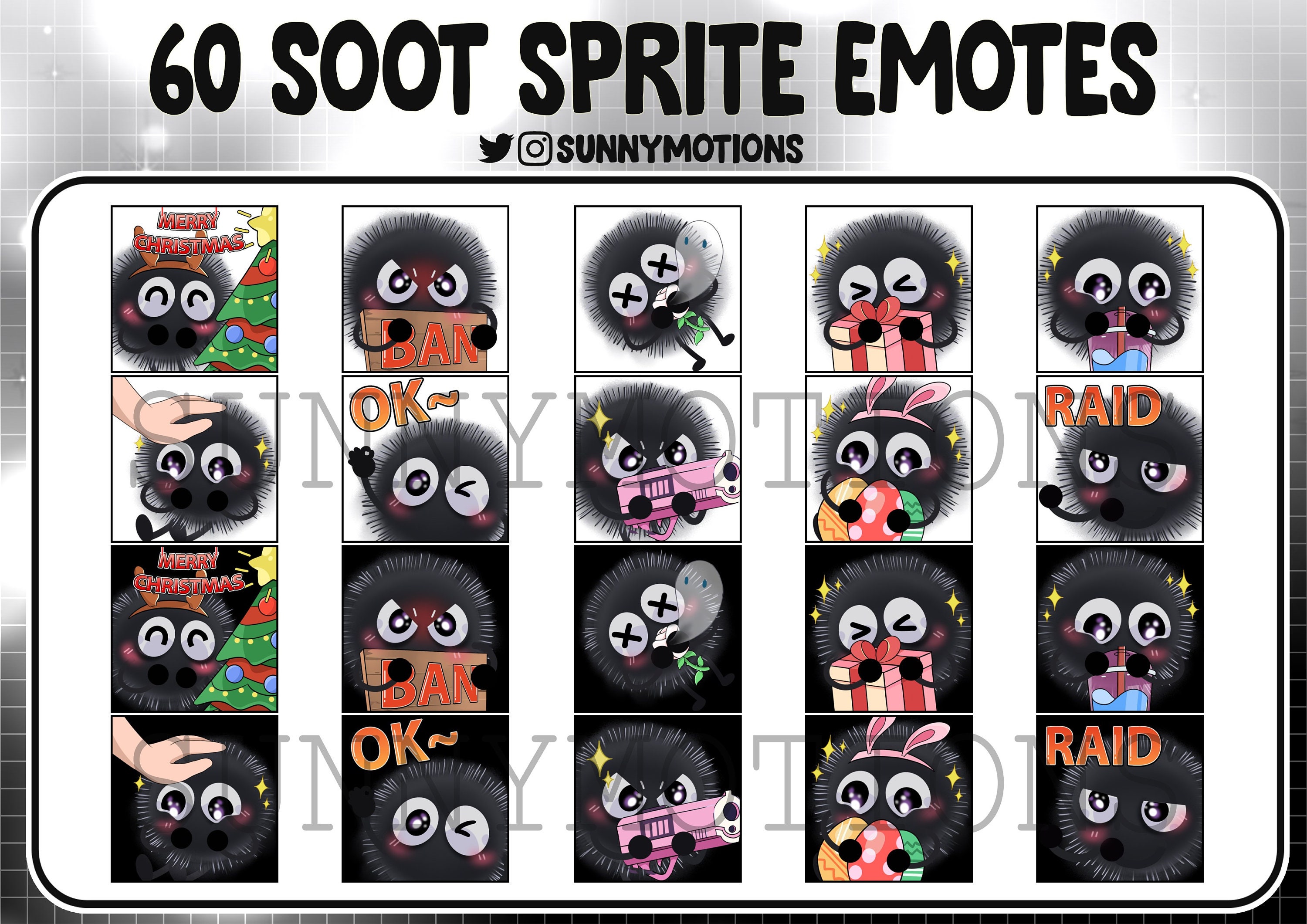 60 Cute Soot Sprite Twitch Emotes, Discord, Streamer, Scribble Creature ...
