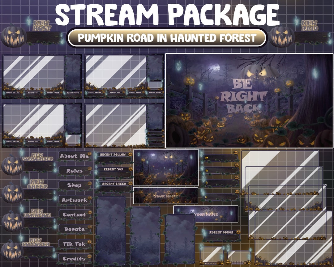 Animated Twitch Stream Package Overlay / Halloween Spooky Pumpkin Road ...