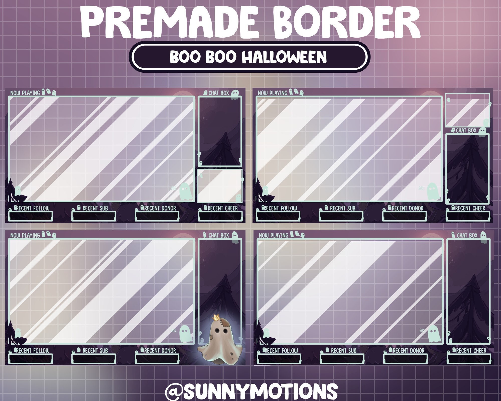 FULL ANIMATED Boo Boo Ghost in Night Forest Twitch Stream Package ...