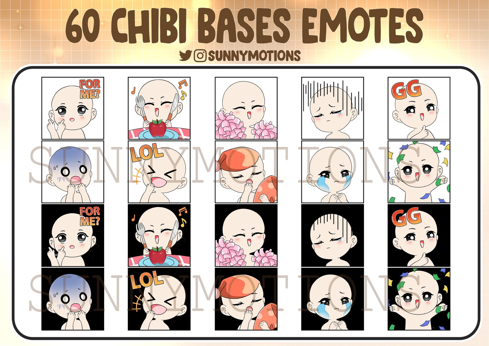 60x Cute Chibi DIY Cute Bases Emote Twitch Emotes, Subscriber Loyalty ...