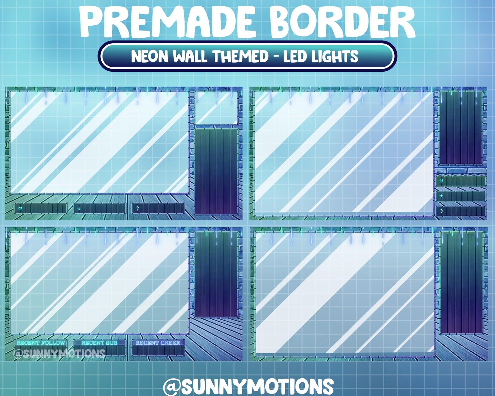 Animated Neon Full Stream Package, Blue Turquoise Green Neon Room ...