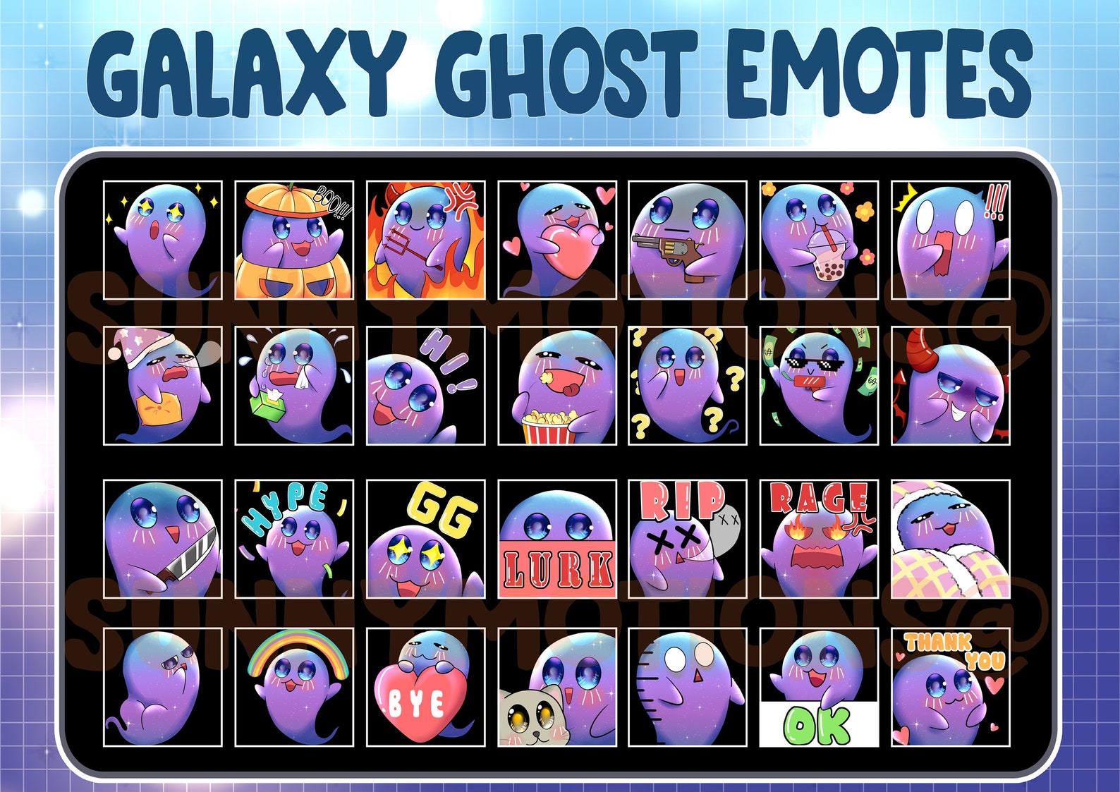 28x Twitch Halloween Galaxy Ghost Emotes Pack / Stream Boo Boo - Etsy