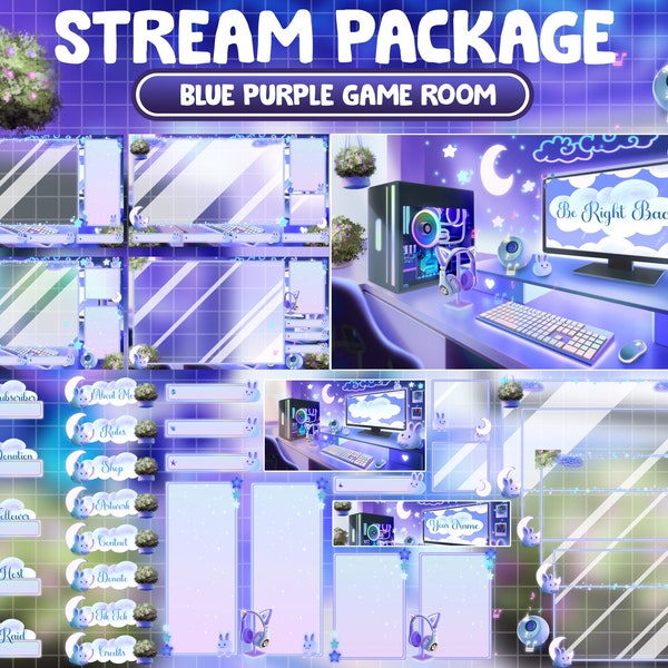 Twitch Overlay Package Animated Blue - Etsy