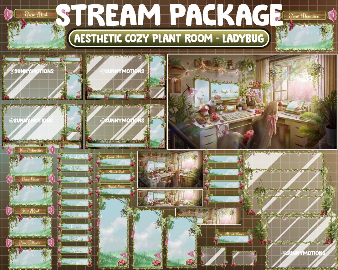 ANIMATED Twitch Overlay Stream Package: Lo-fi Aesthetic Desk Green ...