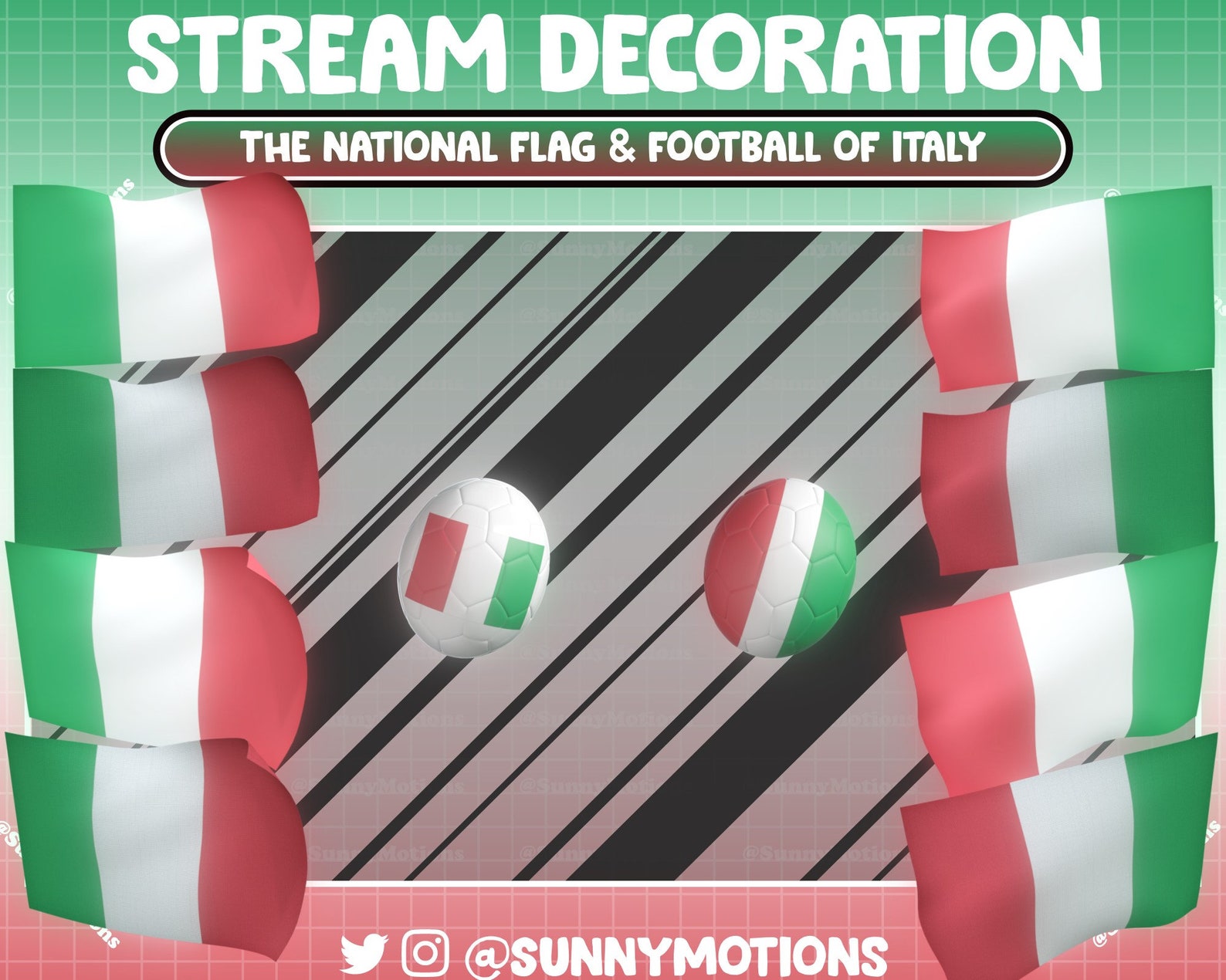 18 Animated Stream Decoration: the National Flag of Italy Twitch ...