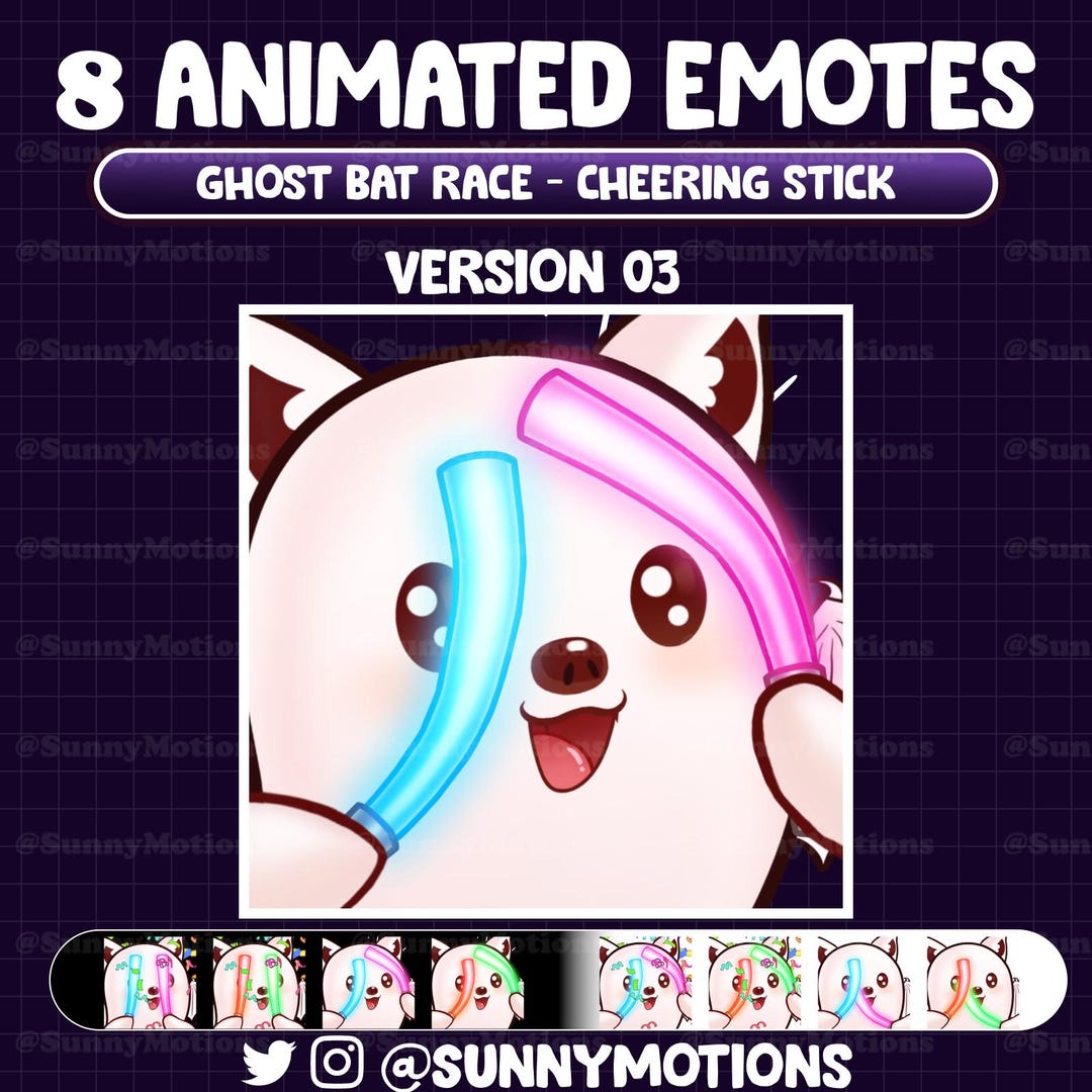 Animated Twitch Emotes: Cute Ghost Bat Rave Light Stick P2 Confetti ...