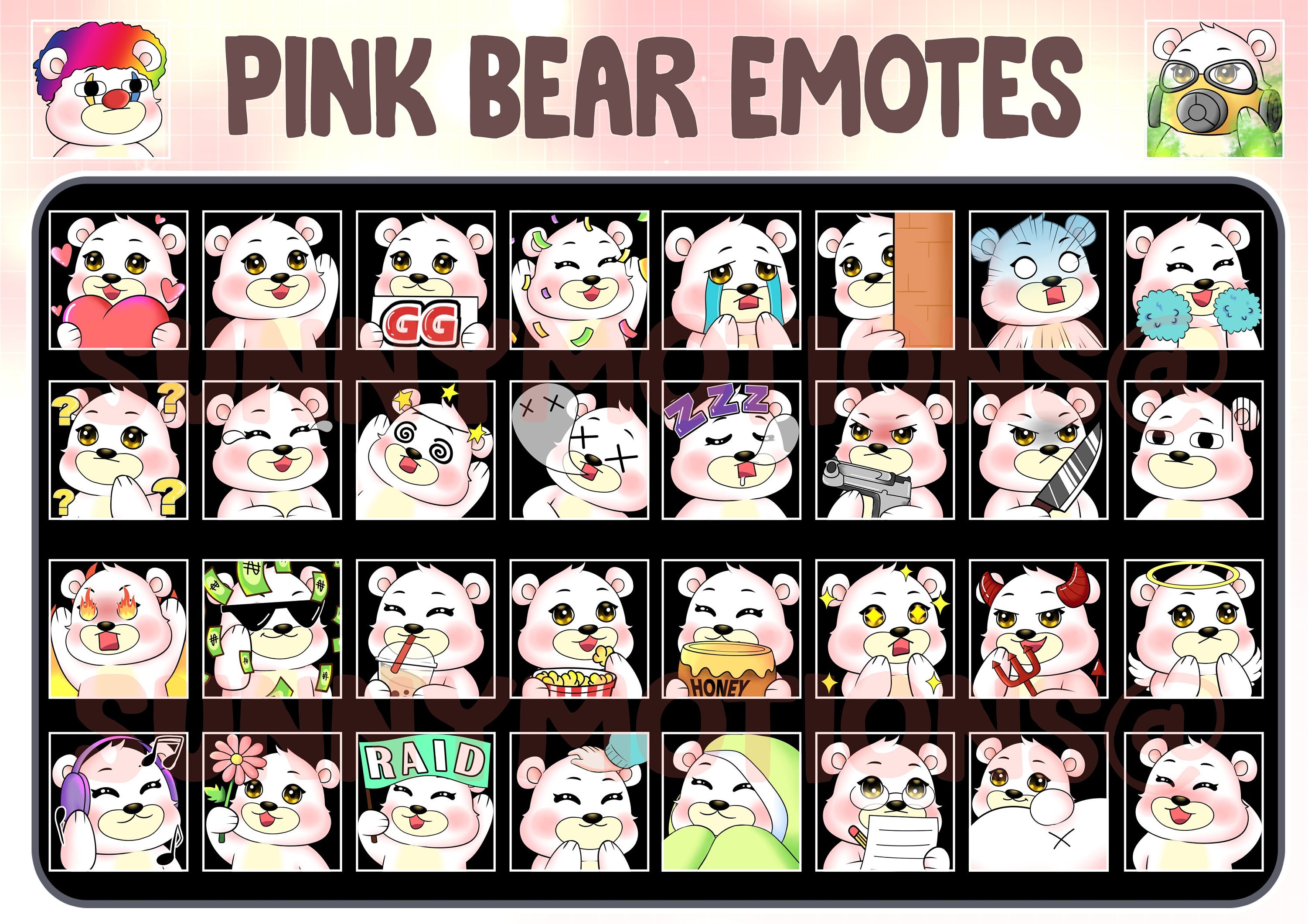 34 Twitch Discord Emotes Cute Teddy Bear / Kawai Chibi Emoji / Pink ...