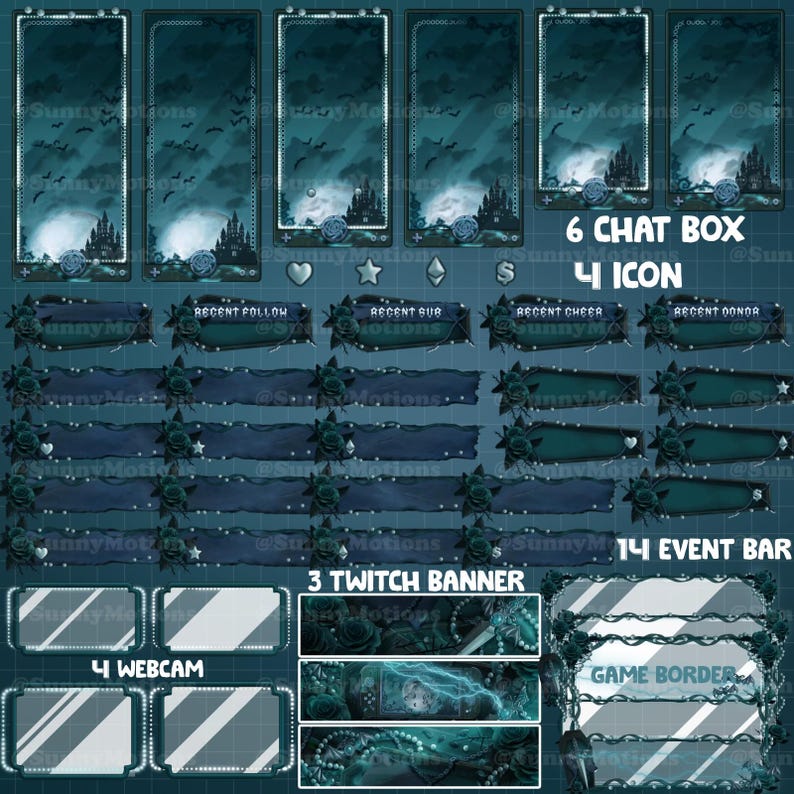 ANIMATED Stream Package: Lo-fi Aesthetic Turquoise Vampire Sword ...