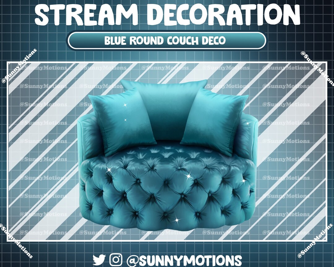 Animated & Static Blue Couch Vtuber Gaming Chair, Sofa Twitch ...