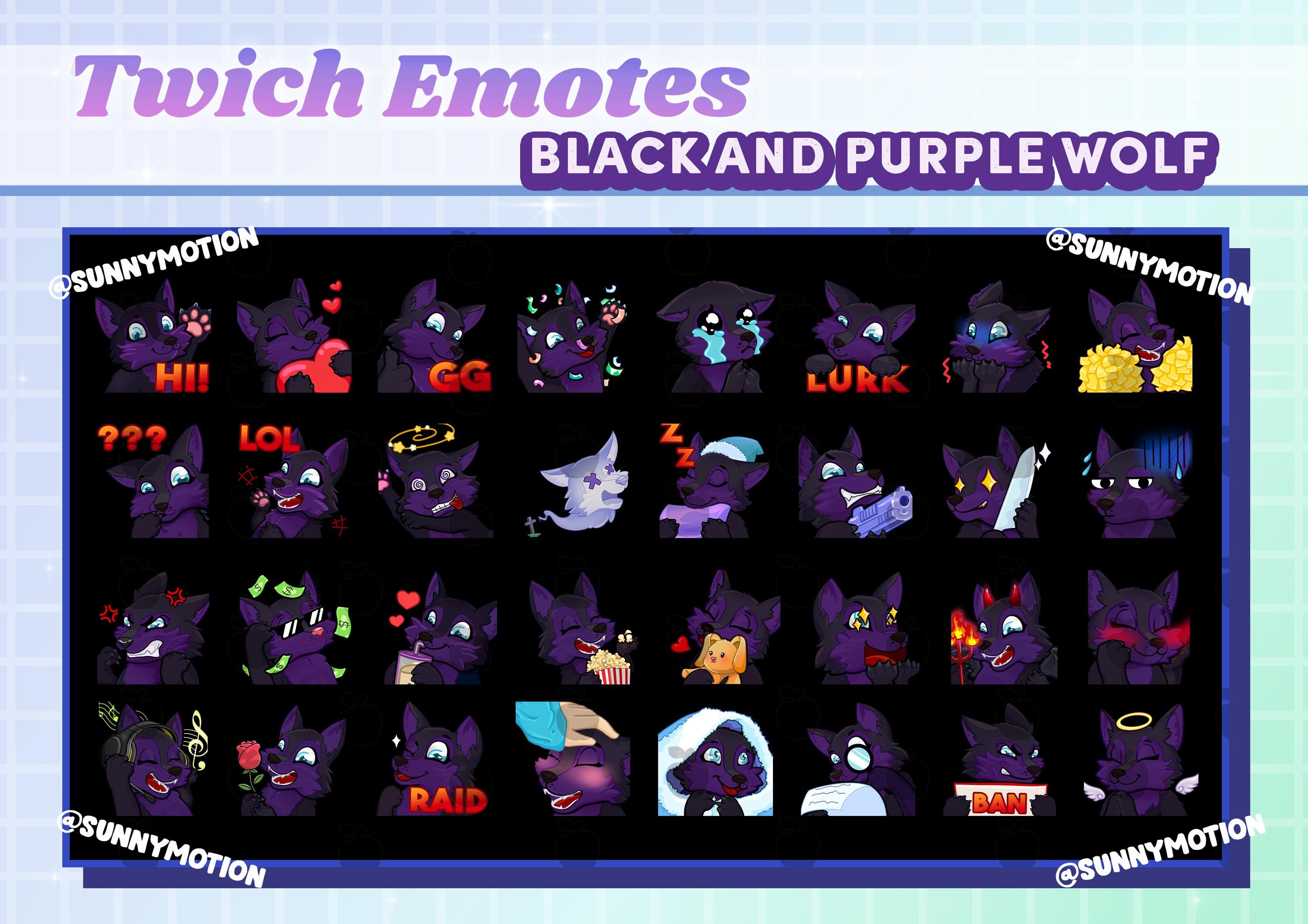 32 Cute Chibi Kawaii Dark Purple Black Wolf Blue Eyes Twitch Discord ...