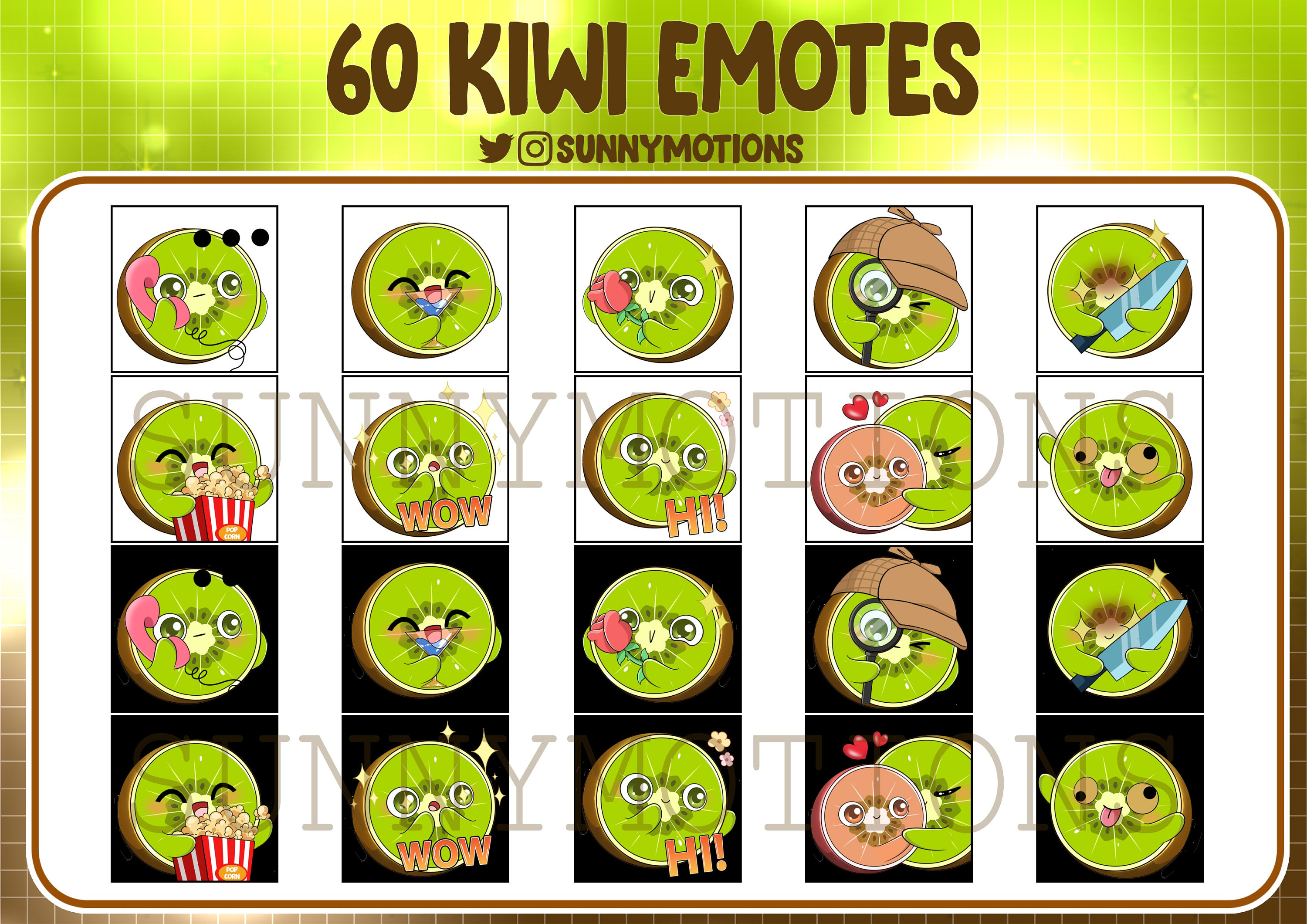 60 Cute Kiwi Fruit Twitch Emotes, Discord Streamer, Kawai Kiwis Slice ...