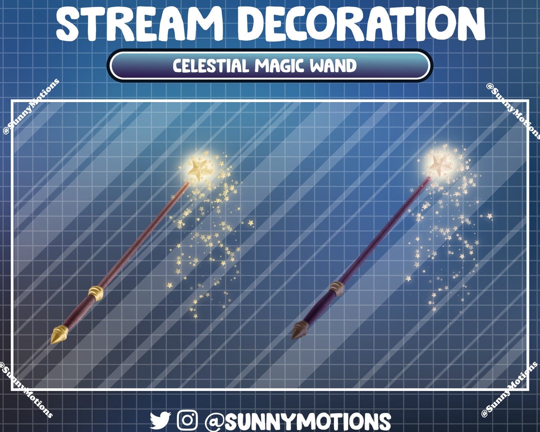2 Animated Stream Decoration: Aesthetic Star Magic Wand, Celestial ...