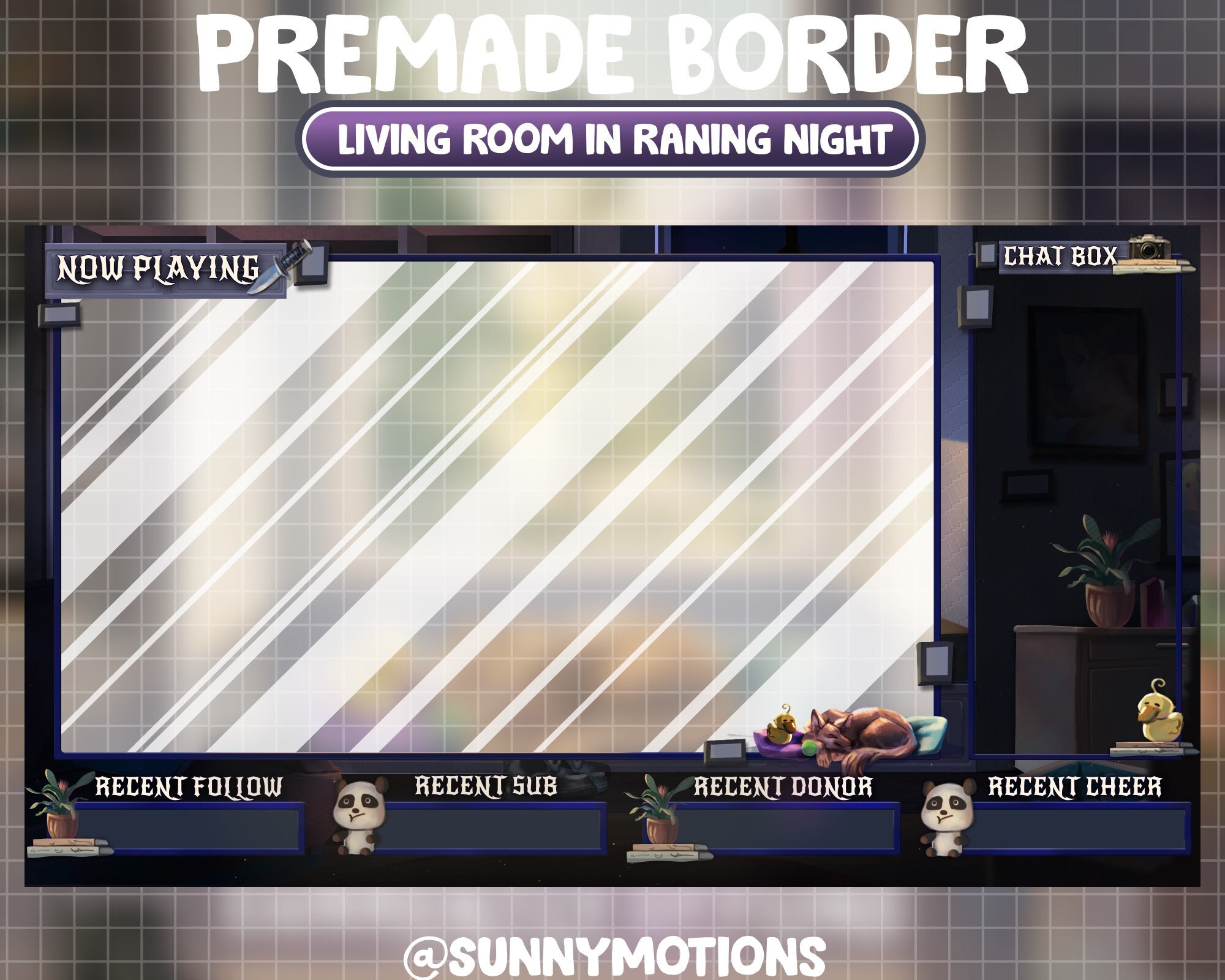 FULL ANIMATED Twitch Stream Package Overlay / Sleeping Dog in - Etsy