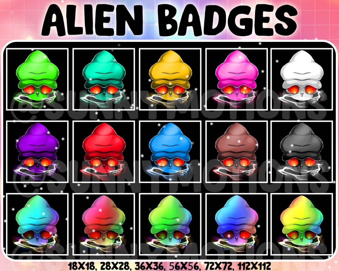 15 Alien Twitch Loyalty Sub Bit Badges / Retrowave Alien Emoji - Etsy