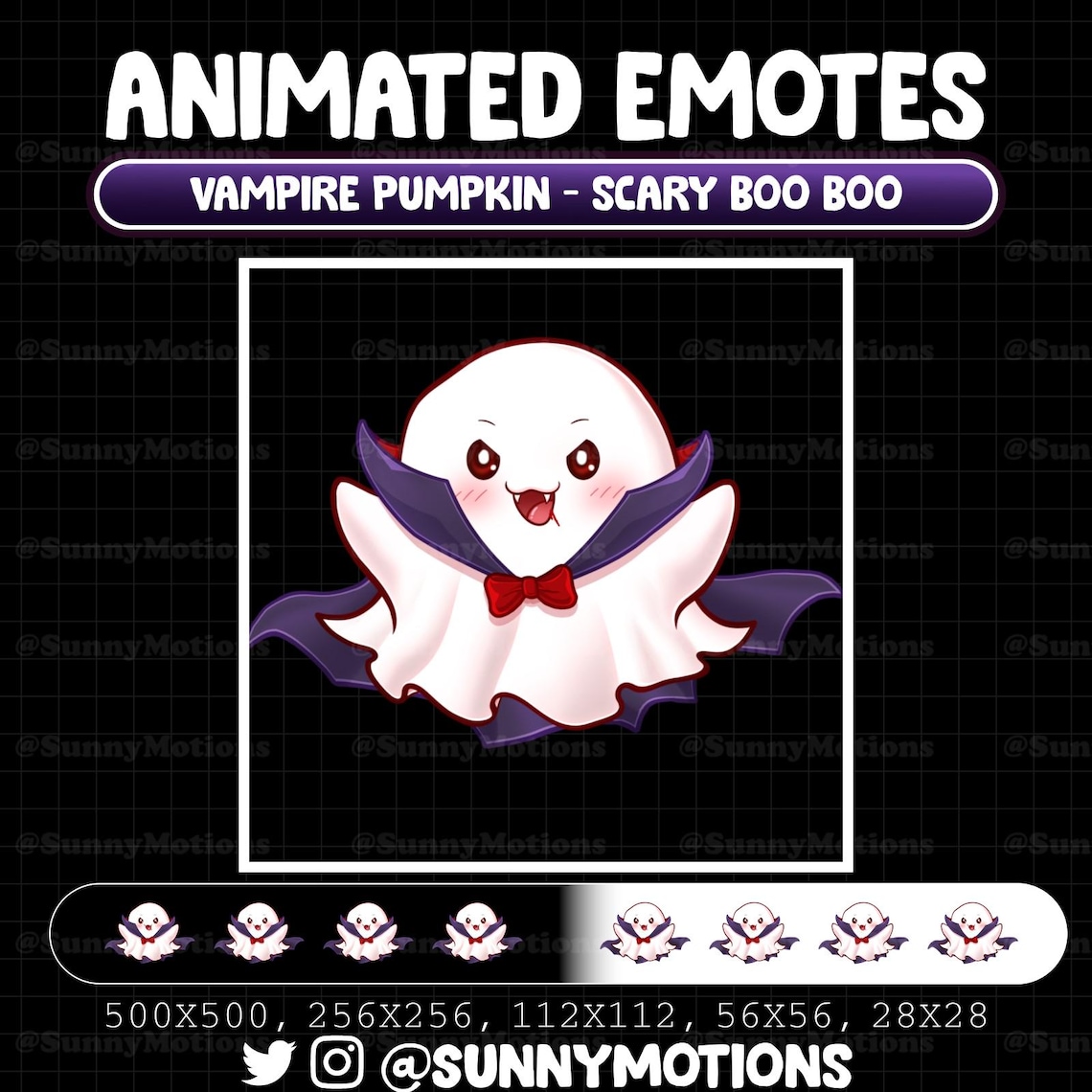 Animated Twitch Emotes: Cute Vampire Ghost Flying, Kawaii Chibi Creepy ...