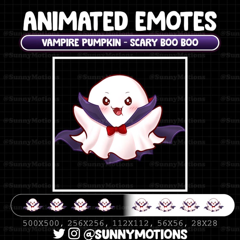 Animated Twitch Emotes: Cute Vampire Ghost Flying, Kawaii Chibi Creepy ...