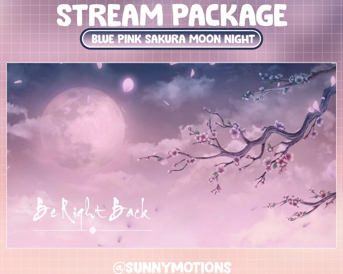 Animated Twitch Stream Package Overlay / Baby Blue Pink Celestial Cloud ...