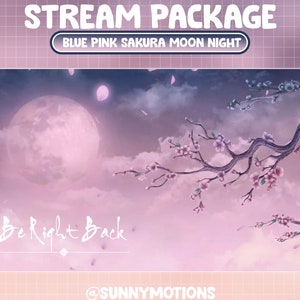 Animated Twitch Stream Package Overlay / Baby Blue Pink Celestial Cloud ...