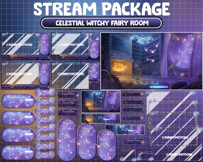 Animated Twitch Stream Package Overlay: Purple Sparkle Fairies - Etsy