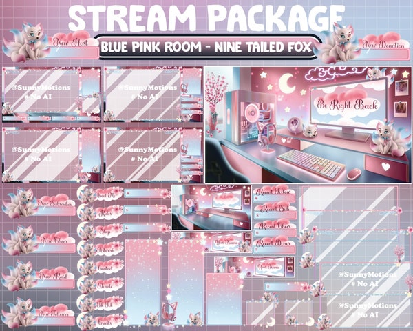 Cute Kitsune Chibi PNG Tuber Stream Asset Cam reactive PNG Twitch ...