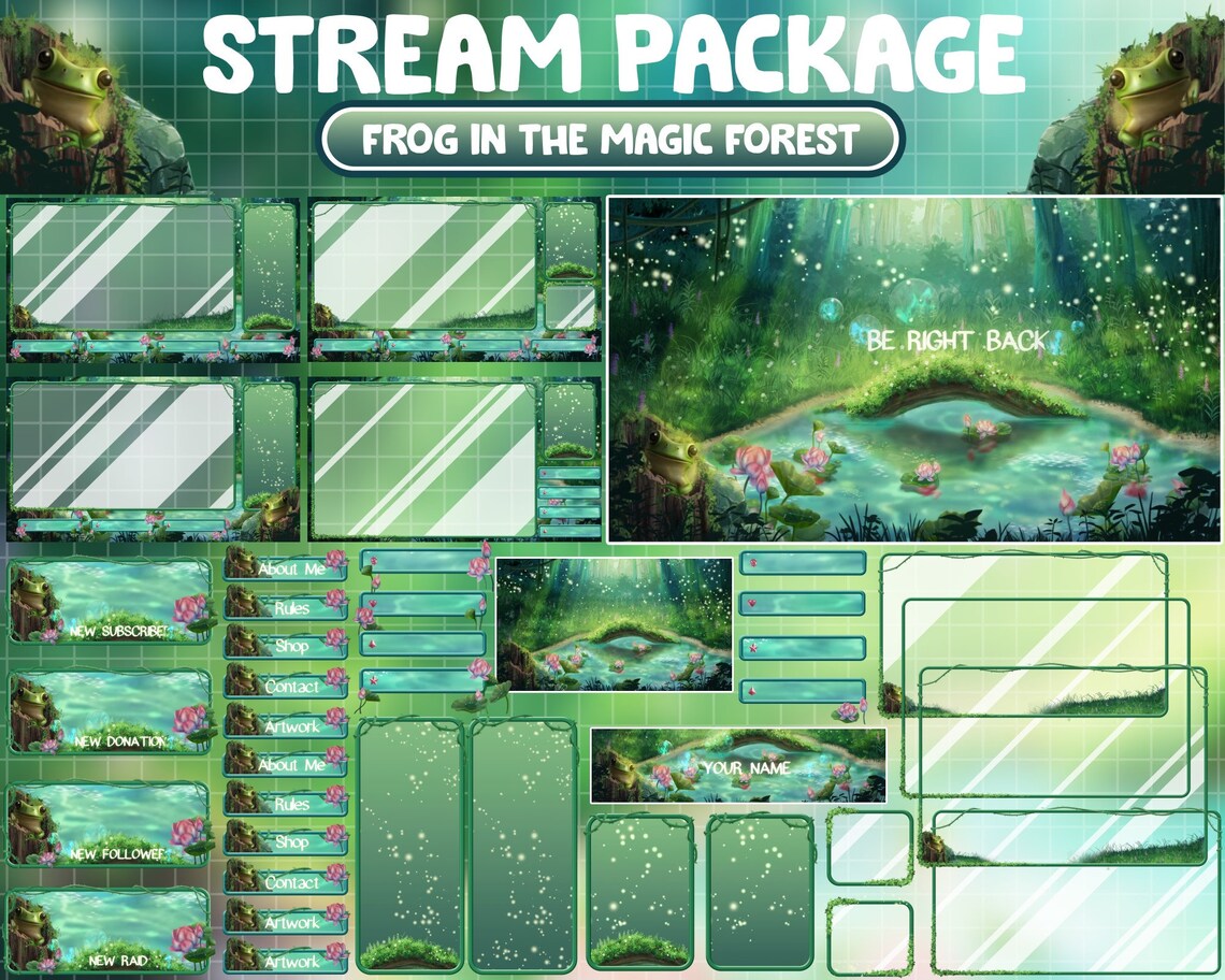 ANIMATED Stream Package / Frog in the Lotus Pond / Magical - Etsy