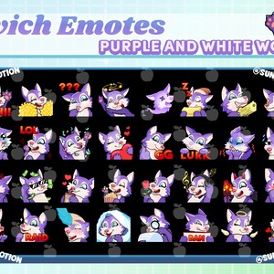 32x Cute Chibi Kawaii Purple White Wolf With Blue Eyes Twitch Discord ...