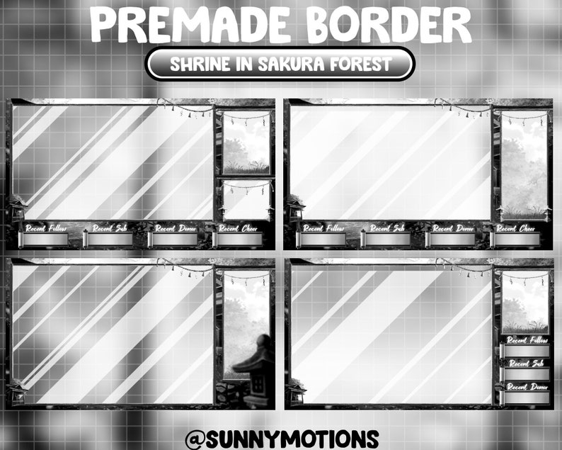 Animated Twitch Stream Package Overlay / Black White Shrine in - Etsy