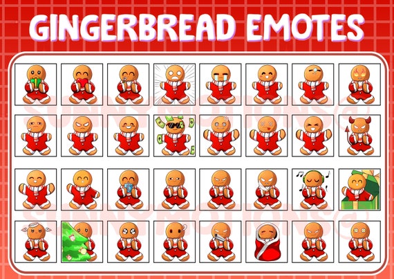 Gingerbread Twitch Discord Emotes Christmas / Kawai Emoji / - Etsy