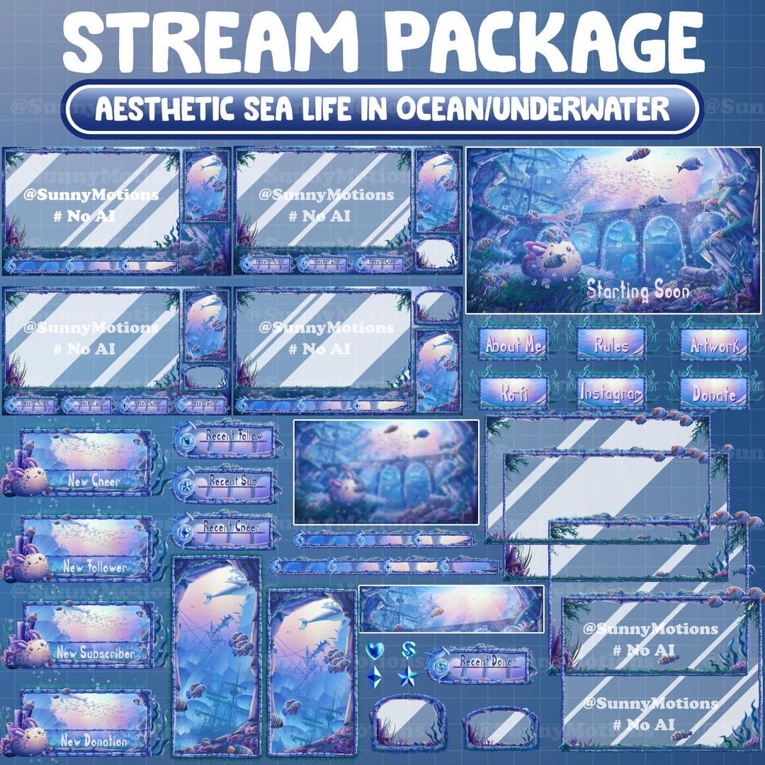 ANIMATED Stream Package: Lo-fi Aesthetic Sea Life Ocean, Underwater ...