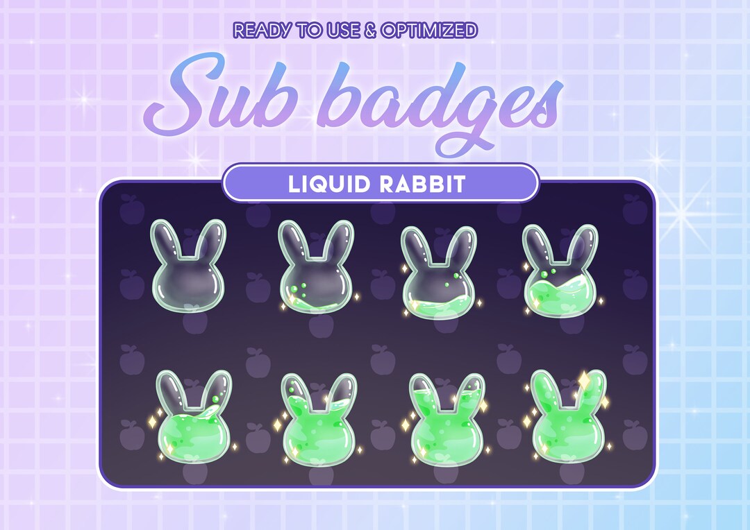 Green Liquid Rabbit Bottle Twitch Sub Bit Badges / Kawaii Magic Star ...