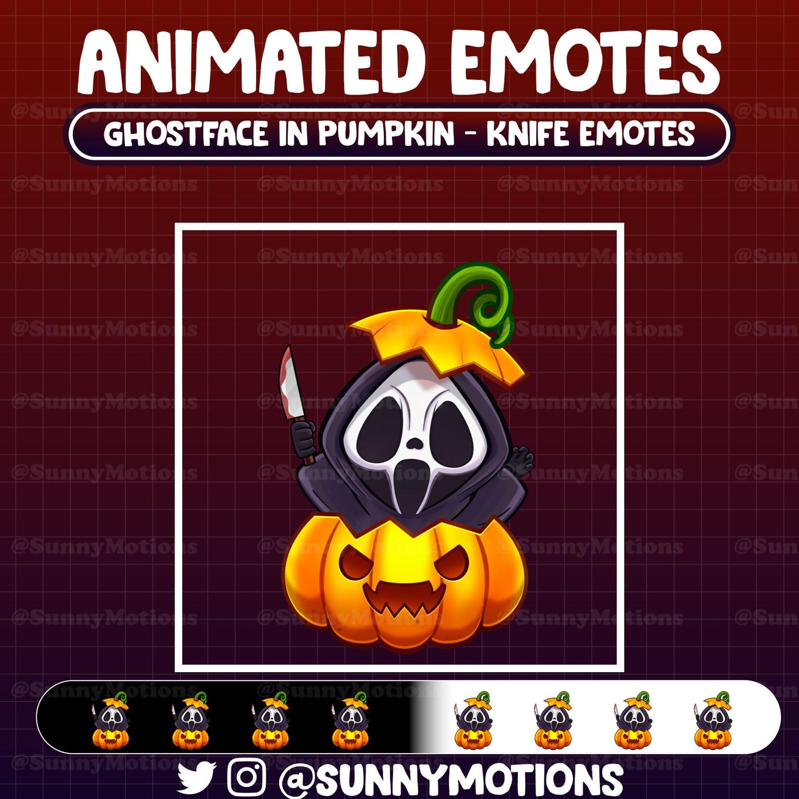 Animated Twitch Emotes: Scary Ghostie Face in Pumpkin, Kawaii Ghostface ...