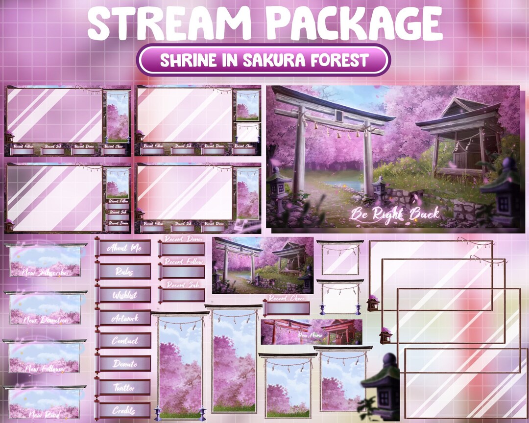 Animated Twitch Stream Package Overlay / Shrine Temple Day / Aesthetic ...
