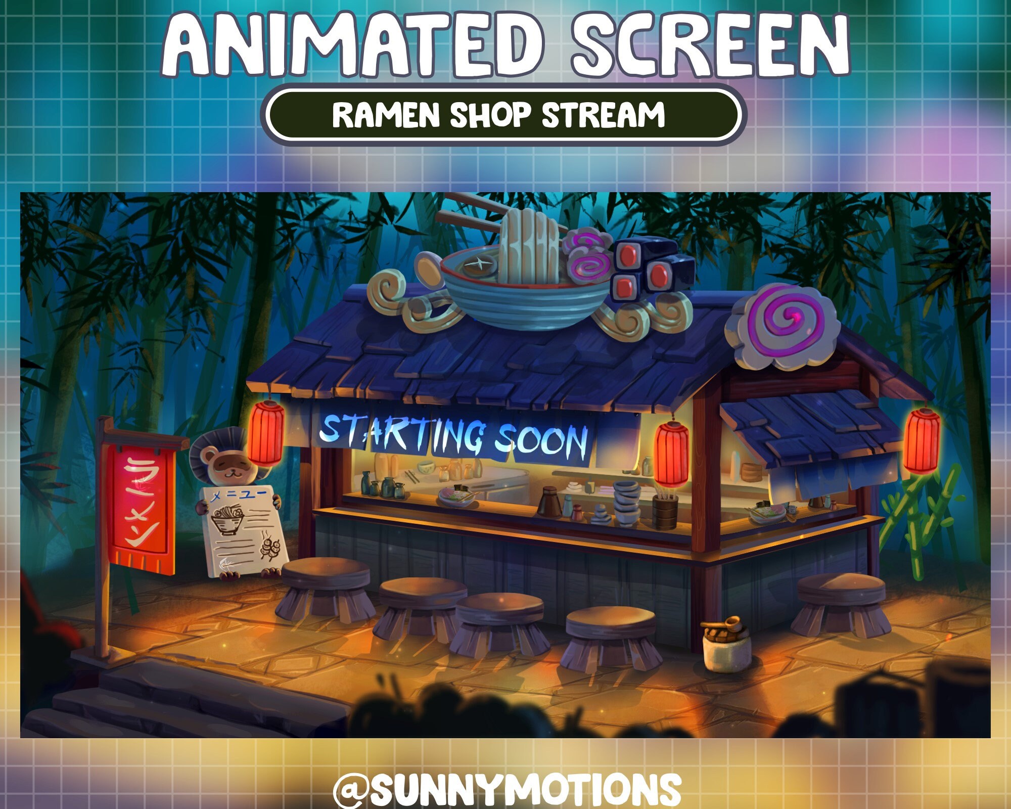 Animated Twitch Screen Overlay / Mystic Ramen Shop Japan Scene ...