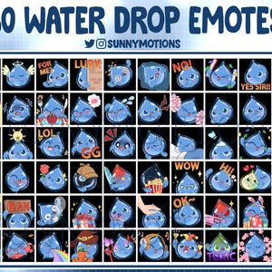 Cute Blue Water Droplet Twitch Emotes, Discord Streamer, Kawai Hydrate ...