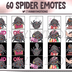 60 Cute Spider Twitch Emotes Bundle, Discord, Streamer, Kawai Halloween ...