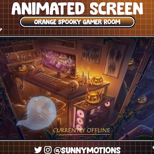 ANIMATED Orange Spooky Gamer Room Setup Stream Screens, Halloween Devil ...
